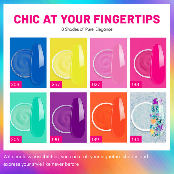 Aokitec Dip Powder Nail Kit - Hot Pink Blue Neon Vibrant Series ...
